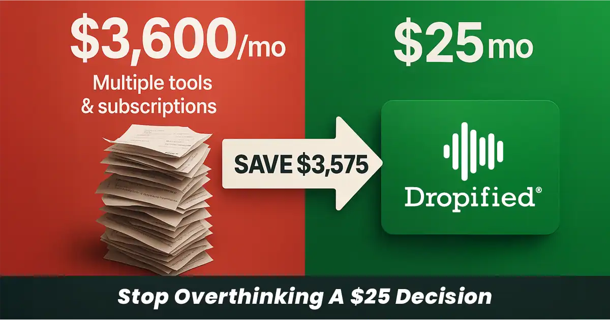 Dropified Pricing - AI Dropshipping Platform $25/mo | Save 50%